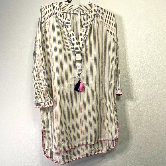 Sundry | Swim | Sundry White Beach Cover Tunic W Embroidered Stripes ...